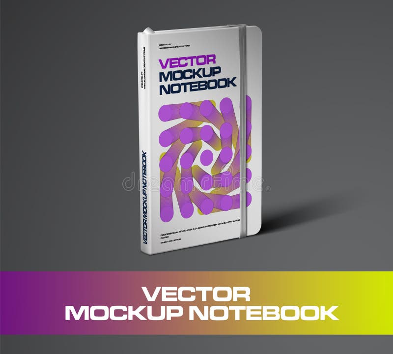 Vector Template of Notebook with Elastic Band, Bookmark, with Abstract ...