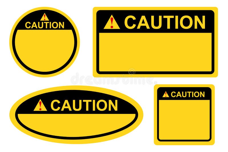 Template Rectangle, Square and Oval Yellow and Black Blank Caution Sign ...