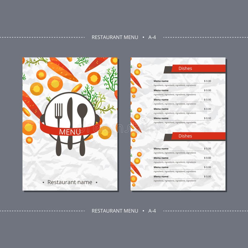 Vector Template Restaurant Menu with Carrot and Slices Stock Vector ...