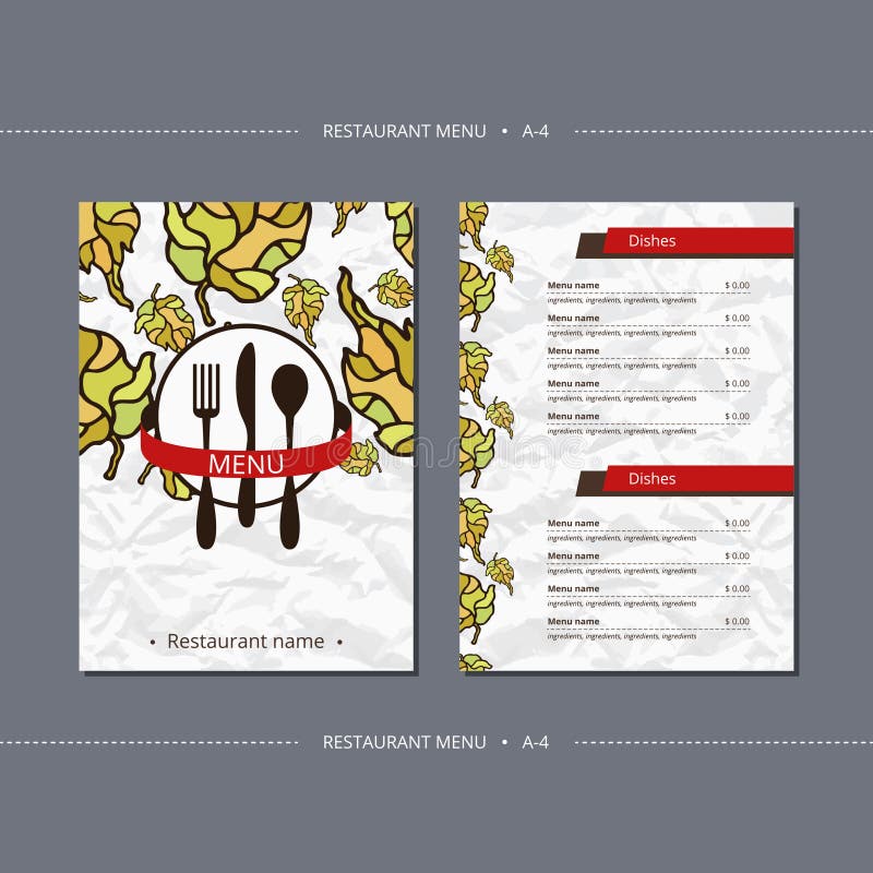 Vector Template Restaurant Menu with Pattern Autumn Leaves Stock Vector ...
