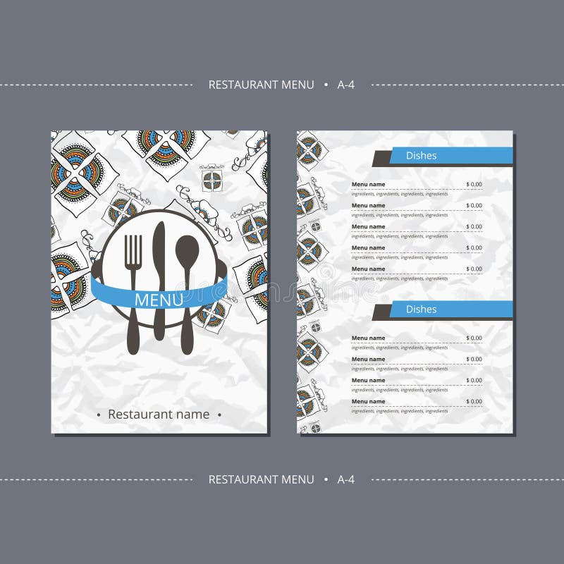 Vector Template Restaurant Menu with Pattern Ornamental Presents Stock ...