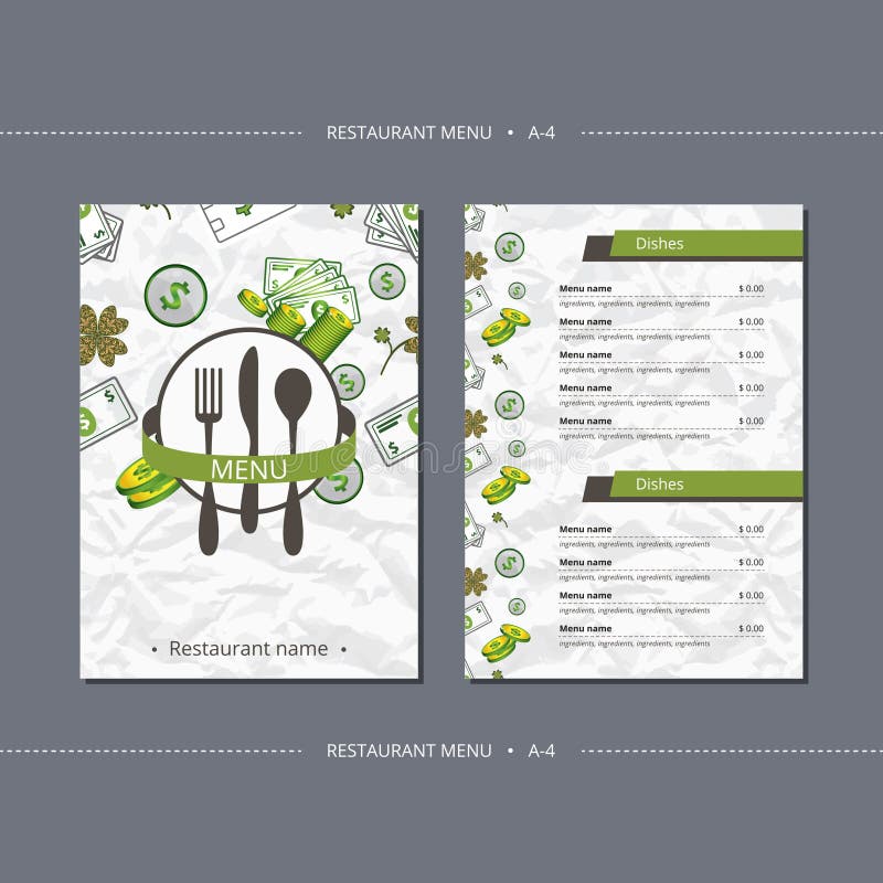 Vector Template Restaurant Menu with Pattern Success and Money Stock ...