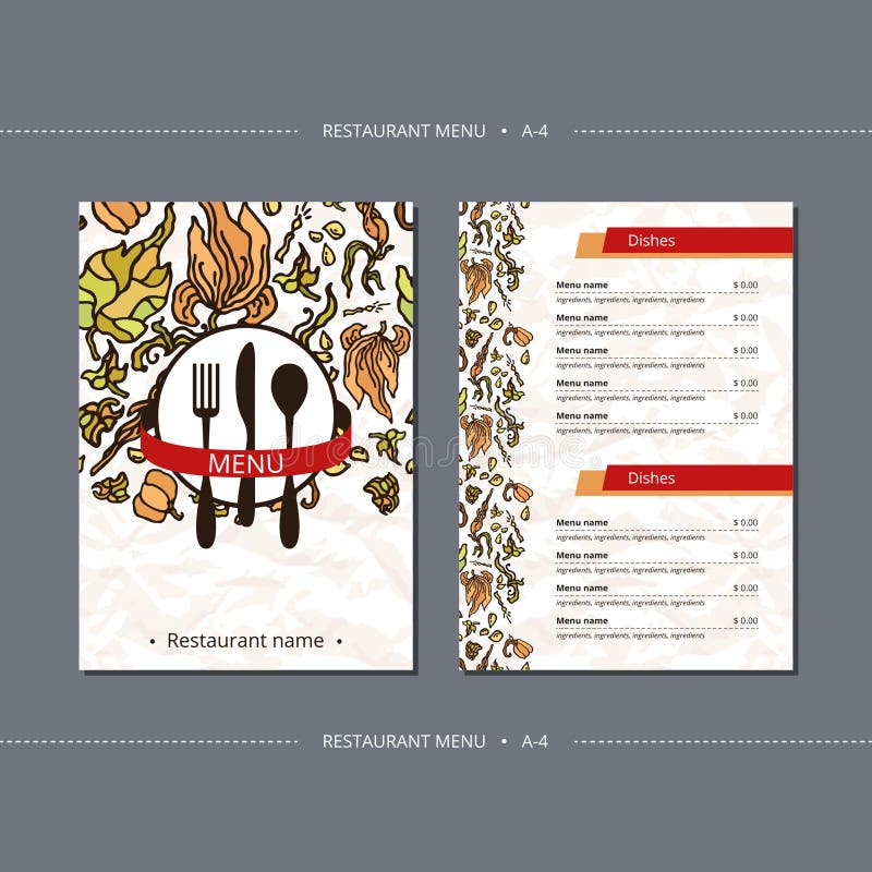 Vector Template Restaurant Menu with Pumpkins and Leaves Stock Vector ...