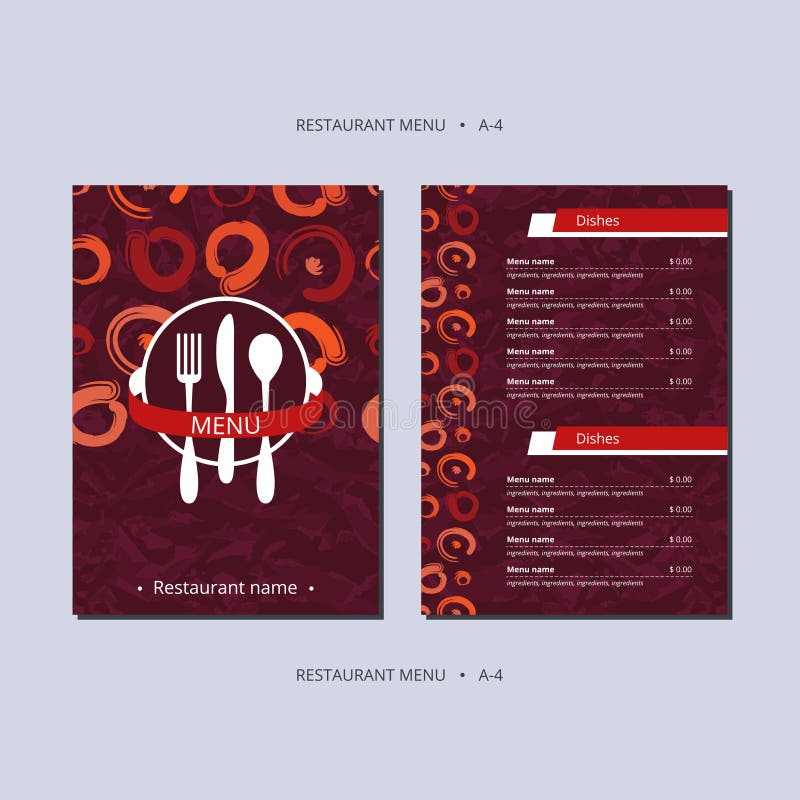 Vector Template Restaurant Menu with Strange Circles Pattern Stock ...