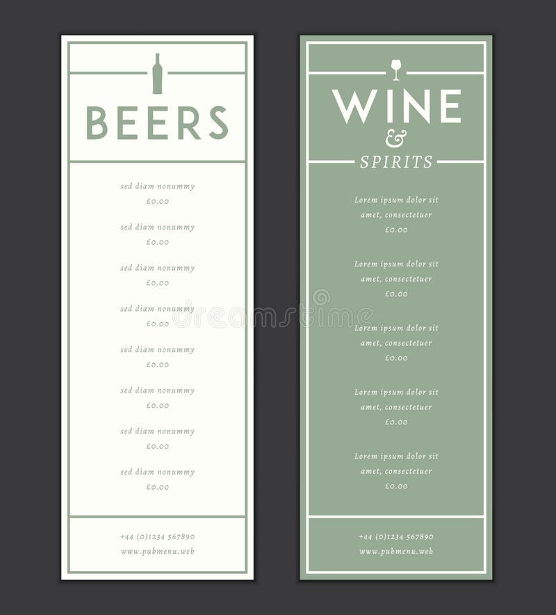 Traditional Pub Menu Template Stock Illustration - Illustration of ...