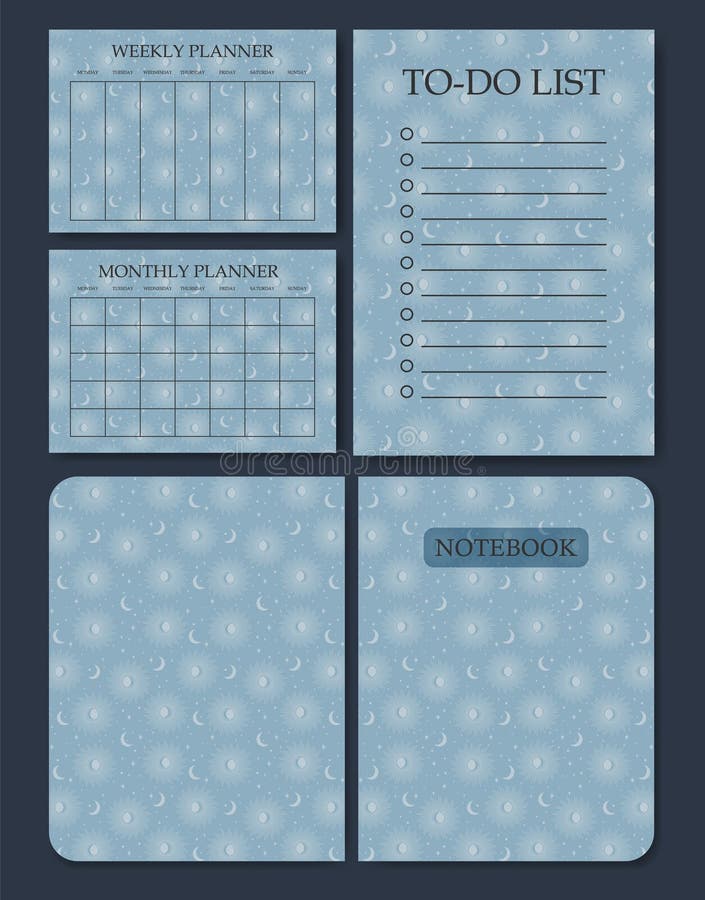 Design for Notebook and Planner Template. Study Planner, Cover Page ...
