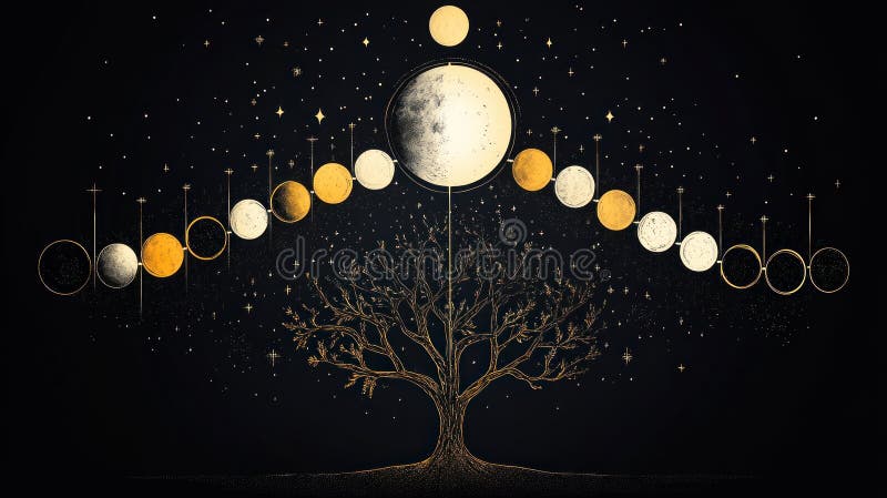 Lunar Phases and Eclipse Schedule Printable Vector Template for Modern ...