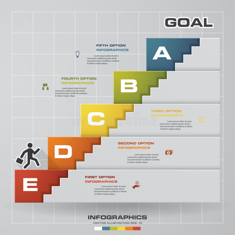 Vector Template for a Step by Step. 5 Steps Stock Vector - Illustration ...