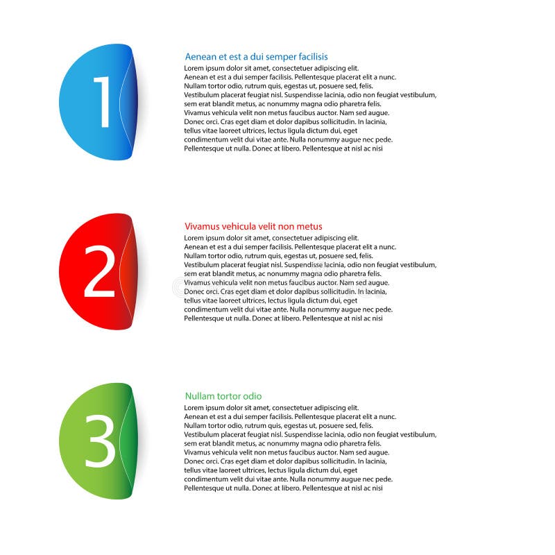 Vector Template, Three Color Stickers with Number Stock Illustration ...