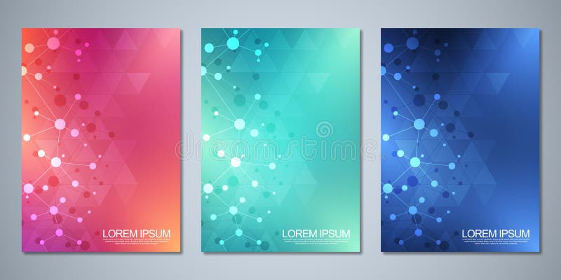 Vector Templates for Cover or Brochure, with Molecules Background and ...