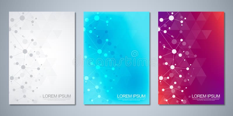 Vector Templates for Cover or Brochure, with Molecules Background and ...