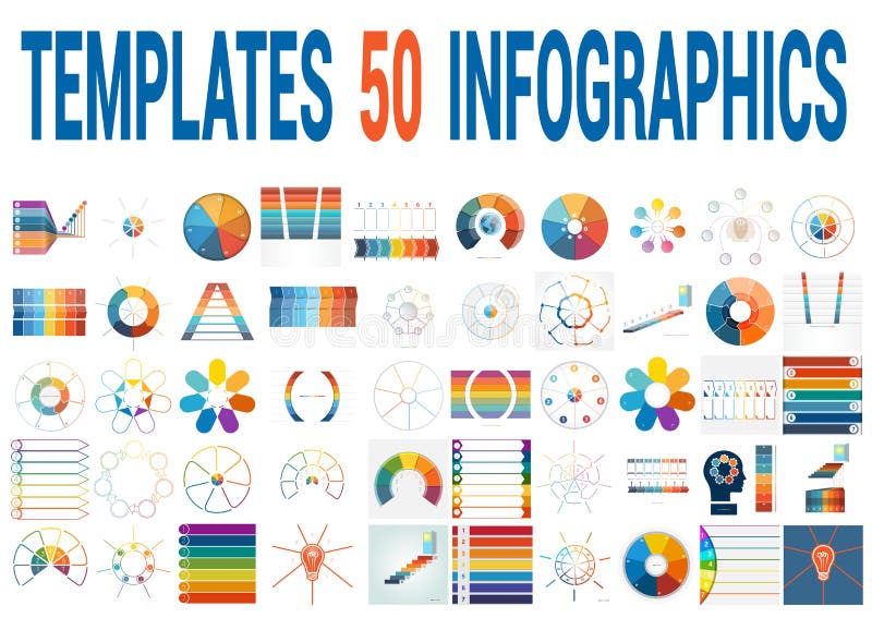 50 Vector Templates for Infographics for Seven Positions. Stock Vector ...