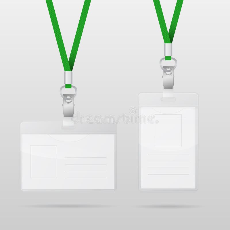 Vector Templates for Name Tag with Green Lanyards Stock Vector ...
