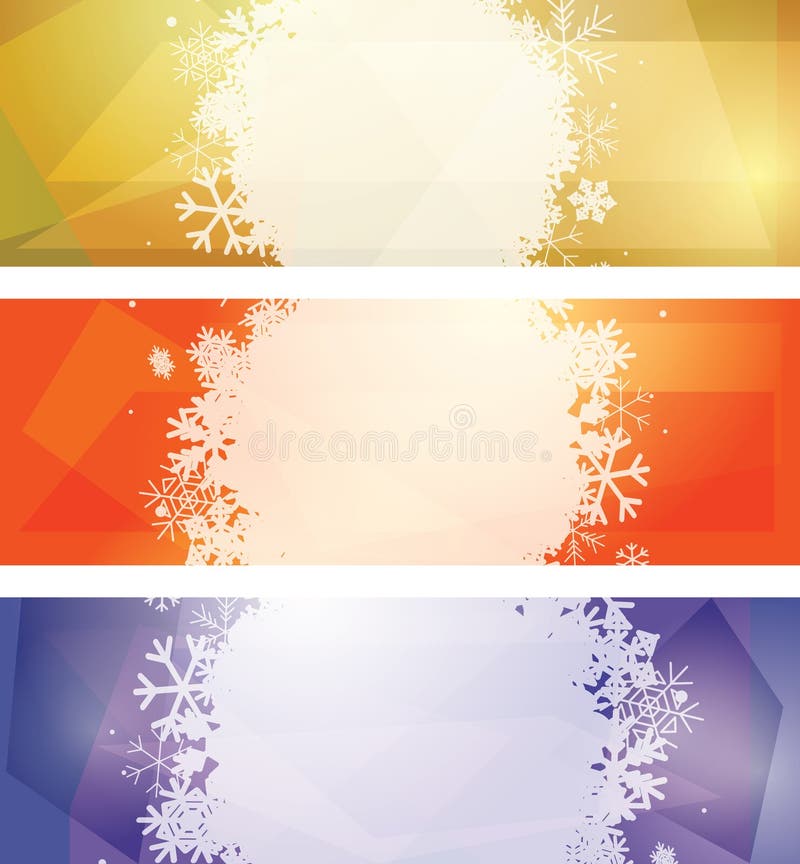 Vector Templates with White Snowflakes - Set of Banners Stock Vector ...
