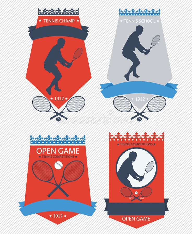 Vector tennis emblems stock vector. Illustration of print - 58685754