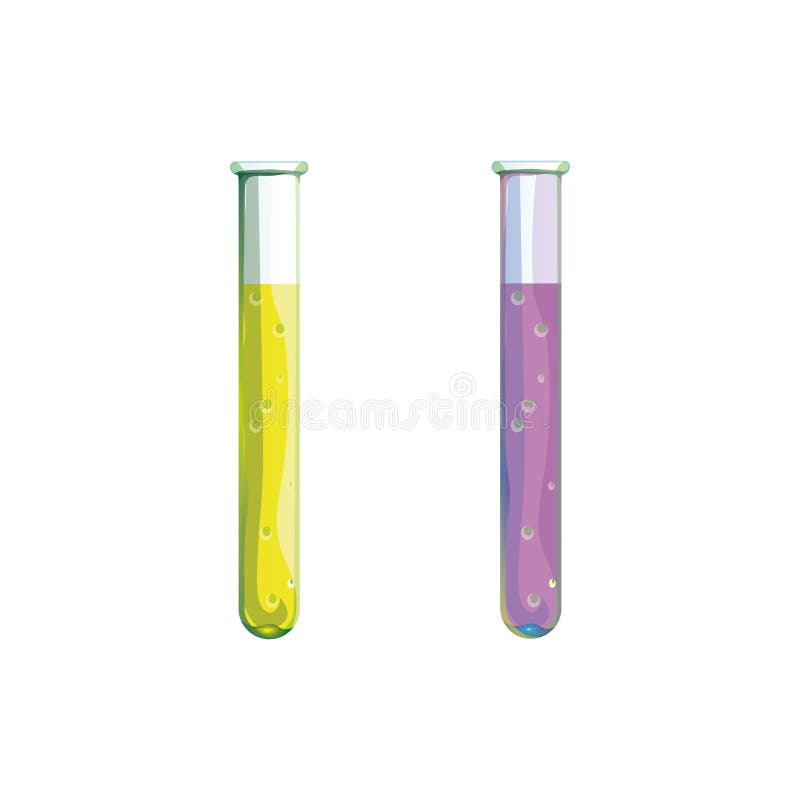 Vector Test Tubes Filled with with Greenish and Violet Substance Stock ...