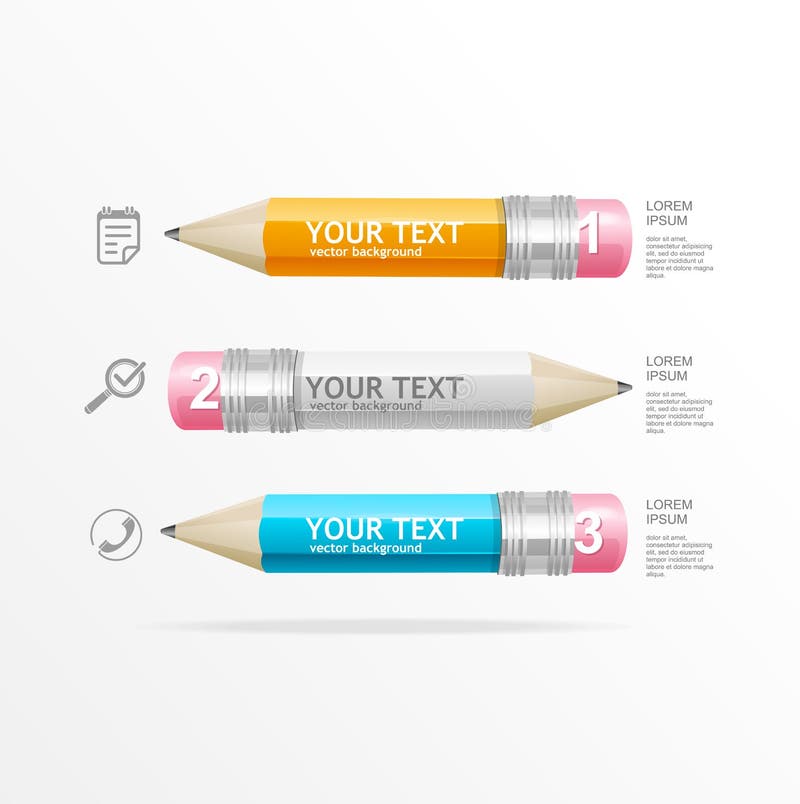 3D pencil Infographics. stock vector. Illustration of internet - 36267634