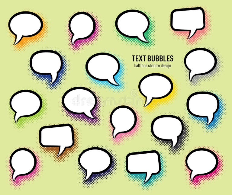 Vector Text Bubbles Halftone Shadow Design Set Stock Vector ...