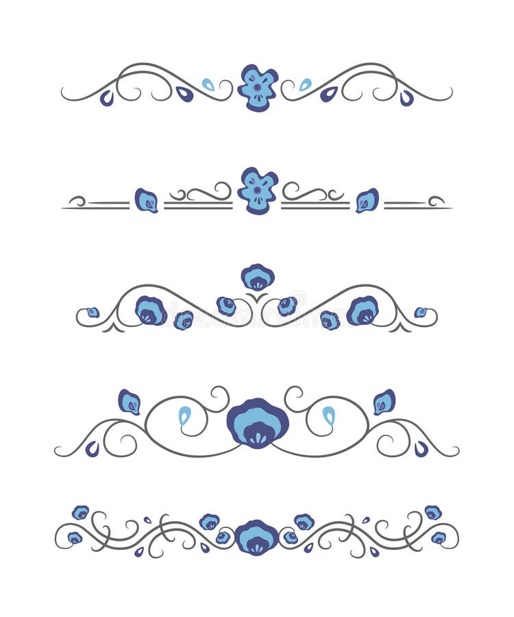 Vector Text Dividers with Blue Flowers Stock Vector - Illustration of ...