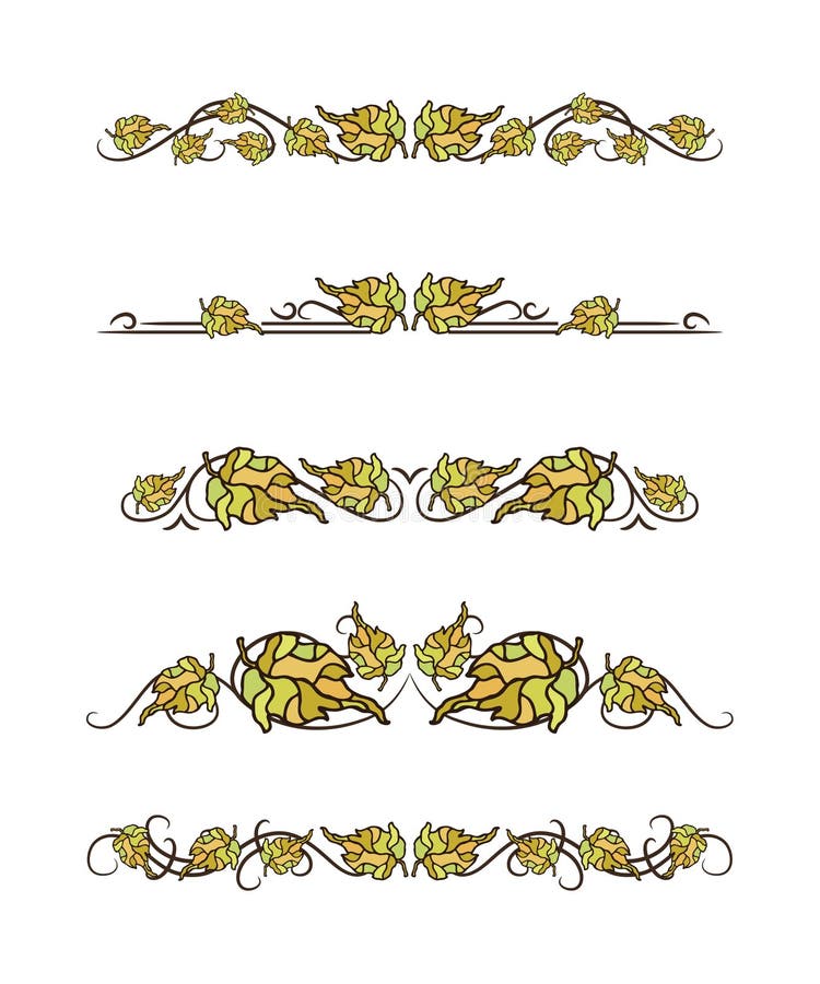 Vector Text Dividers with Hand-drawn Bright Autumn Leaves Stock Vector ...