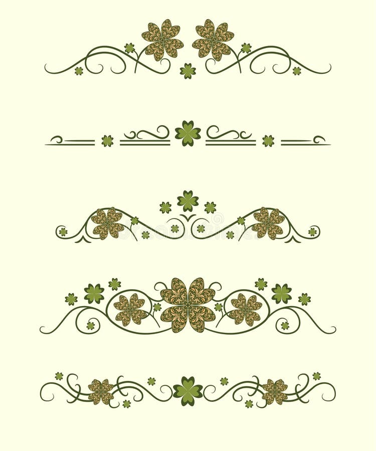Vector Text Dividers with Lucky Clover Stock Vector - Illustration of ...