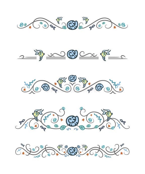 Vector Text Dividers with Ocean Stock Vector - Illustration of ornament ...