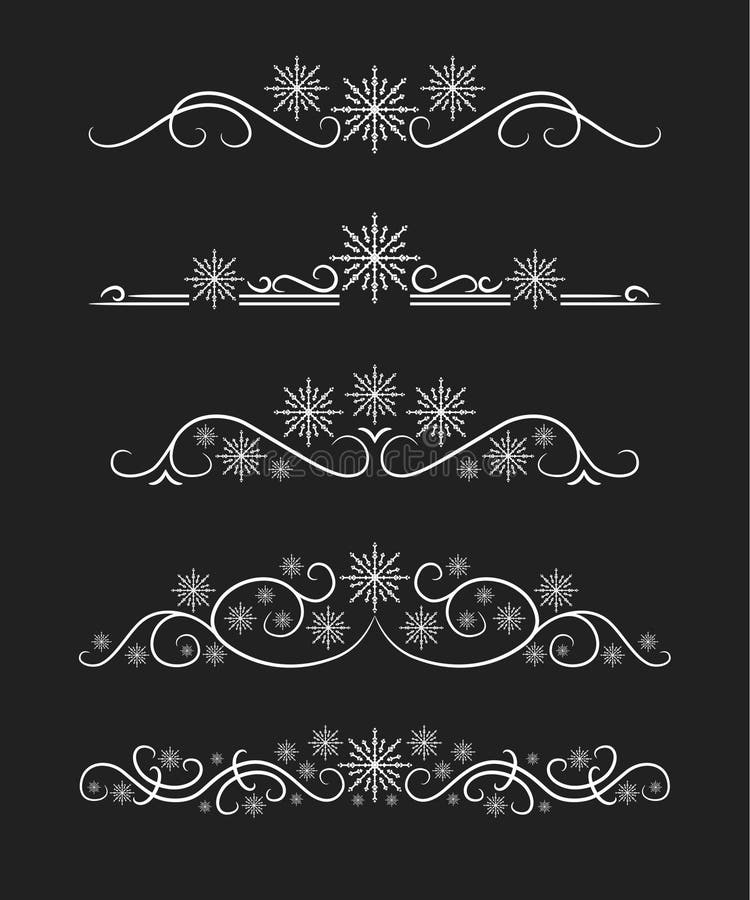 Vector Text Dividers with White Snowflake Stock Vector - Illustration ...