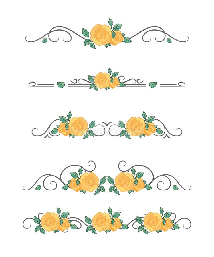 Vector Text Dividers with Yellow Roses Stock Vector - Illustration of ...