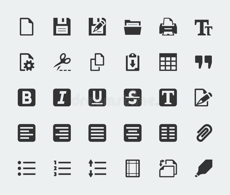 Text editor icons set 1 stock illustration. Illustration of help - 5251326