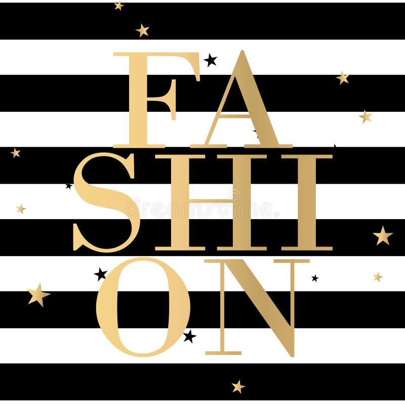 Vector Text Fashion with Gold and Black Stripes Text Design Stock ...