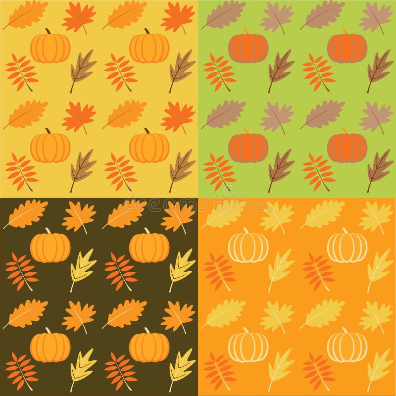 Vector Texture Fall Pumpkins and Leaves Stock Vector - Illustration of ...