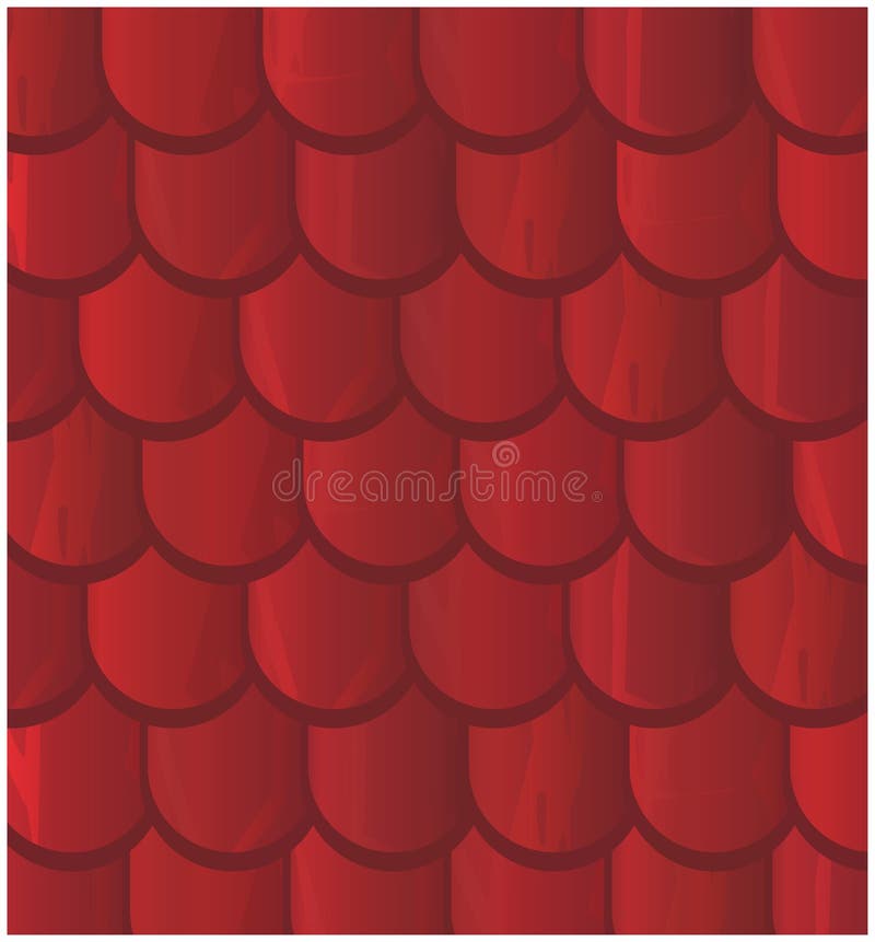Vector Texture Illustration of Seamless Red Clay Roof Tiles, Slate ...