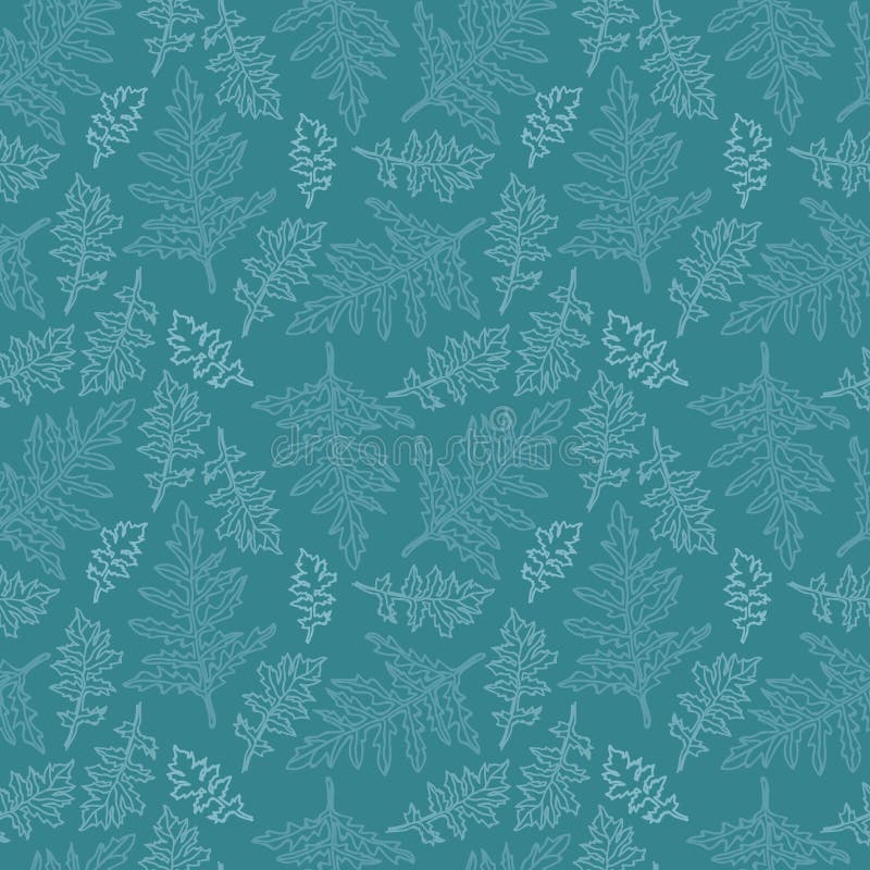Vector Texture Leaf Seamless Pattern in Blue and Green Stock Vector ...