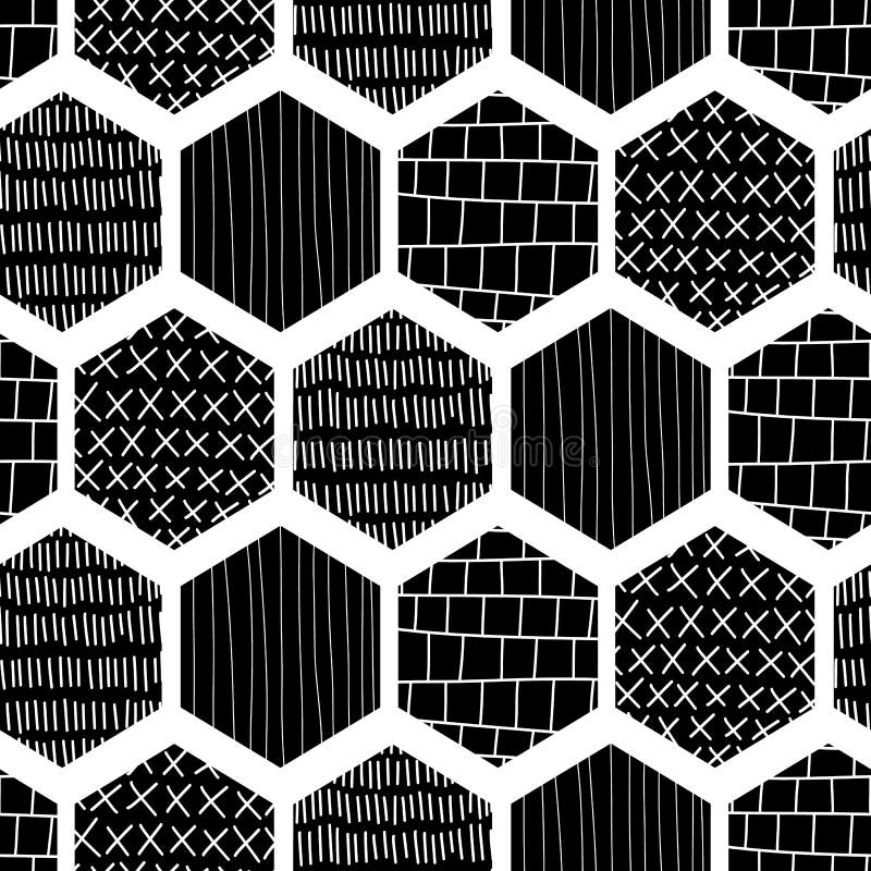 Vector Textured Hexagon Abstract Seamless Pattern. Repeating Background ...