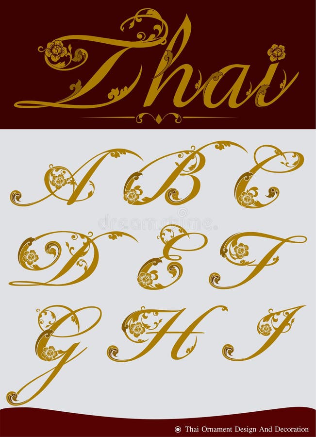 Vector of Thai Calligraphic Alphabet Set One Stock Vector ...