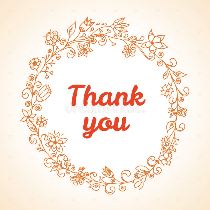 Vector Thank You Card with Flower Frame. Stock Illustration ...