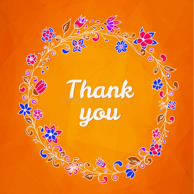 Vector Thank You Card with Flower Frame. Stock Illustration ...