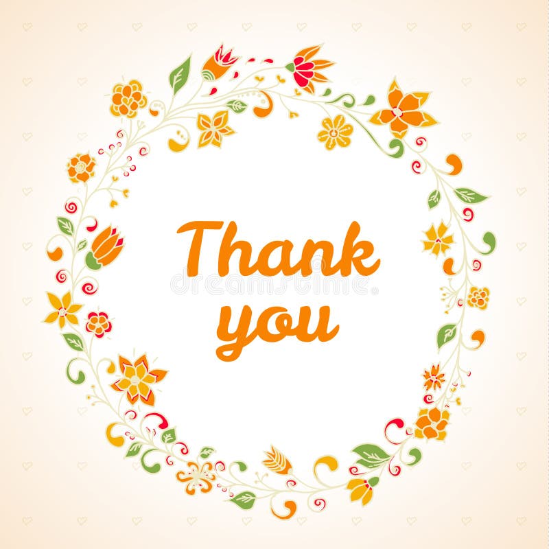 Vector Thank You Card with Flower Frame. Stock Illustration ...
