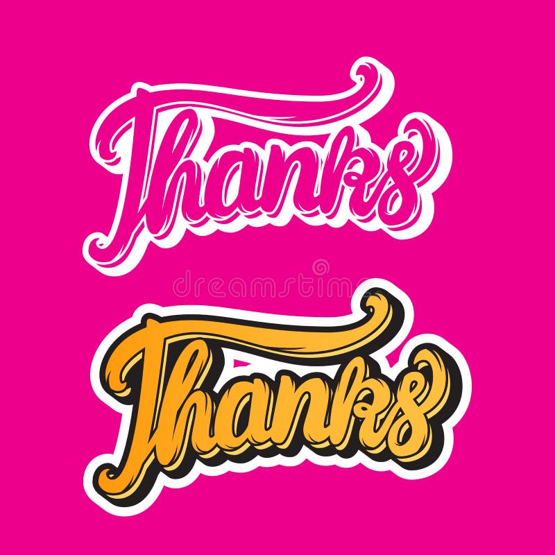 Vector Thanks Hand Lettering Inscription Stickers Stock Vector ...