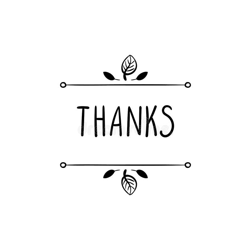 Vector Thanks Illustration, Sign Template, Black Linear Lettering ...