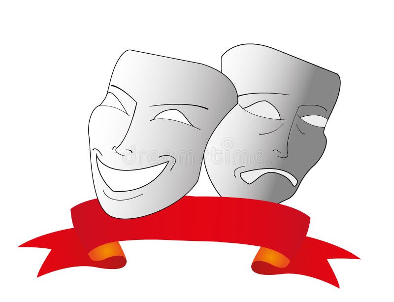 Vector Theater Masks with Red Ribbon Stock Vector - Illustration of ...