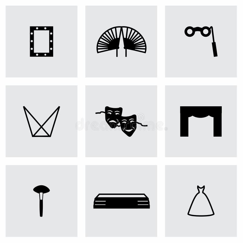 Vector Theatre icon set stock vector. Illustration of black - 52753627