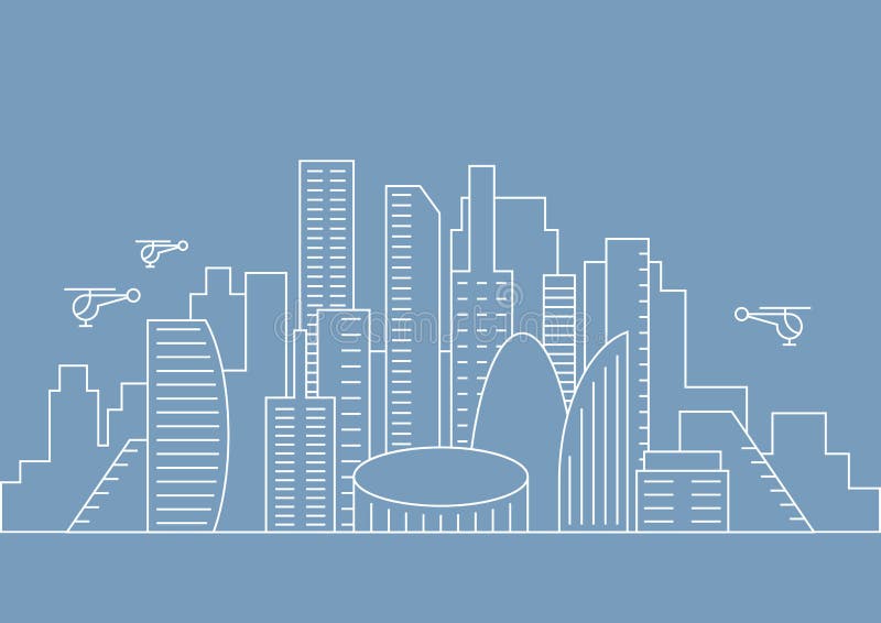 Vector Thin Line City Illustration Concept for Any Use Stock Vector ...
