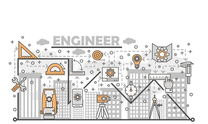 Vector Thin Line Engineer Poster Banner Template Stock Vector ...