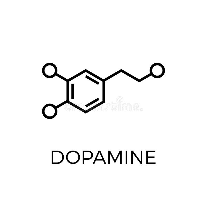 Vector Thin Line Icon of Dopamine Molecular Structure. Chemical Formula ...