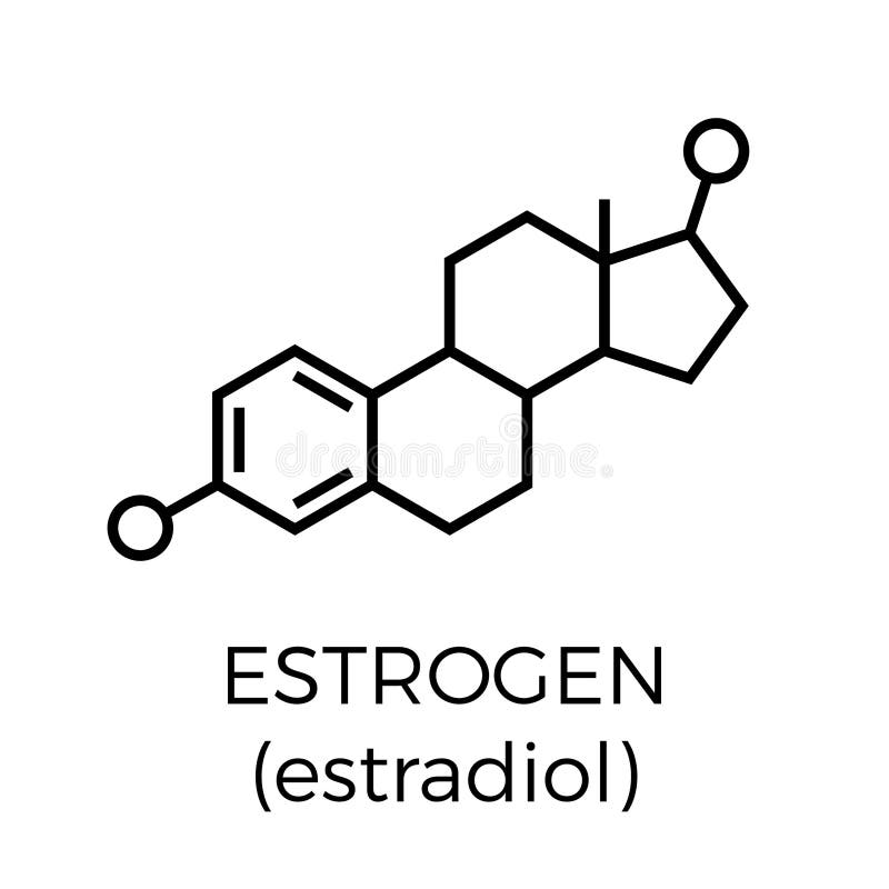 Vector Thin Line Icon of Estrogen Molecular Structure. Chemical Formula ...