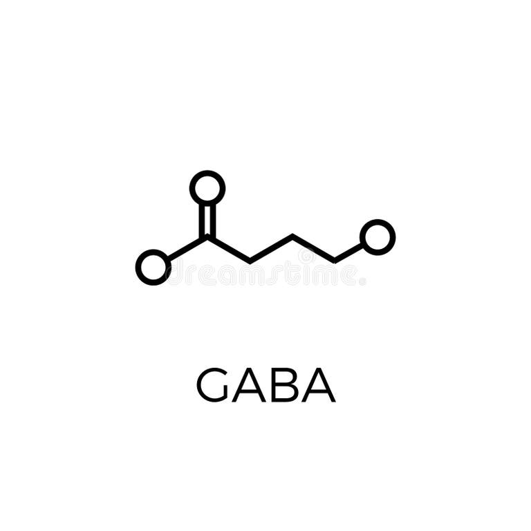 Vector Thin Line Icon of GABA Molecular Structure. Chemical Formula ...