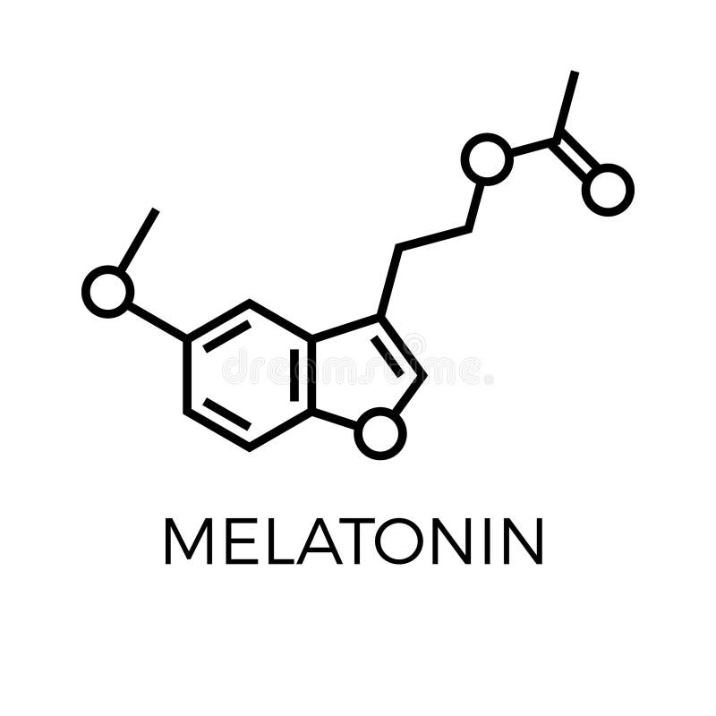 Vector Thin Line Icon of Melatonin Molecular Structure. Chemical ...