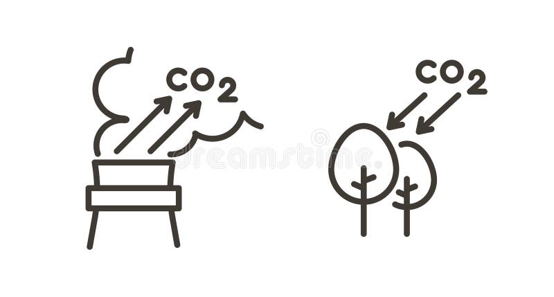 Vector Thin Line Icon Outline Linear Stroke Illustrations. CO2 ...