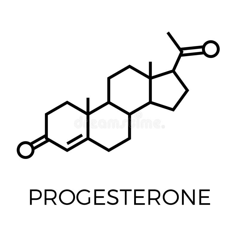 Vector Thin Line Icon of Progesterone Molecular Structure. Chemical Formula Stock Vector ...